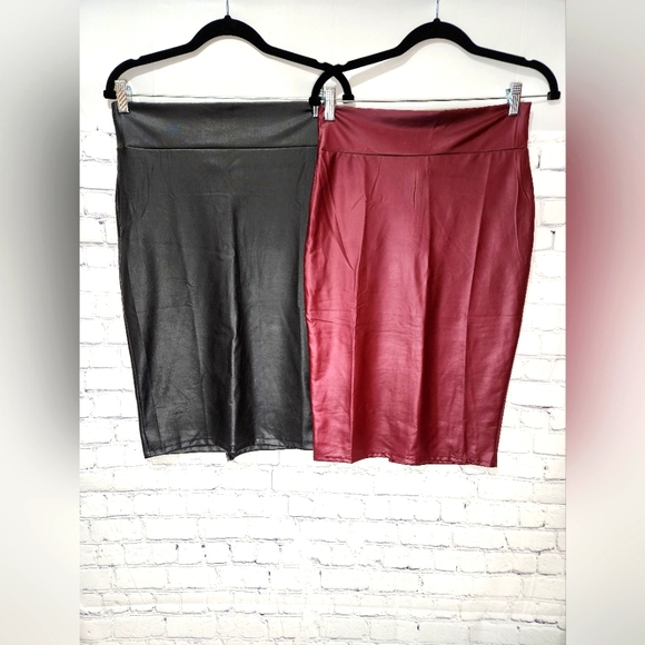 Simlu | Skirts | Stimulu Bodycon Pencil Faux Leather Skirts Marron ...